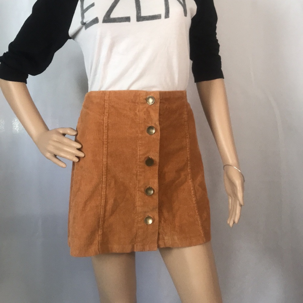 Vintage Corduroy Mustard Panel Mini Sk - Gem